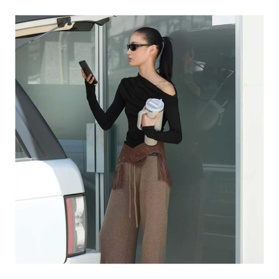 若若韩代正品直邮era x verish秋冬露肩一字长袖T恤内搭打底女斜