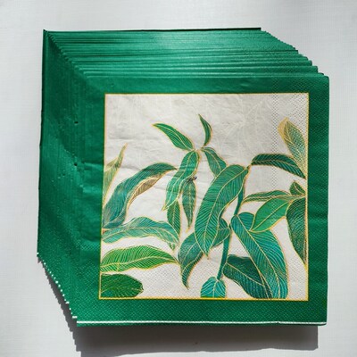 Green Leaf Paper Napkins Party Dinner 绿叶蝶骨巴特派对餐巾纸