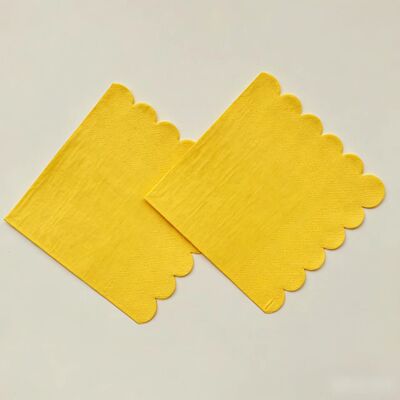 黄色花边鸡尾酒餐巾 Yellow Scalloped Cocktail Napkins 5inch