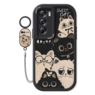 适用opporeno12黑白猫咪手机壳软
