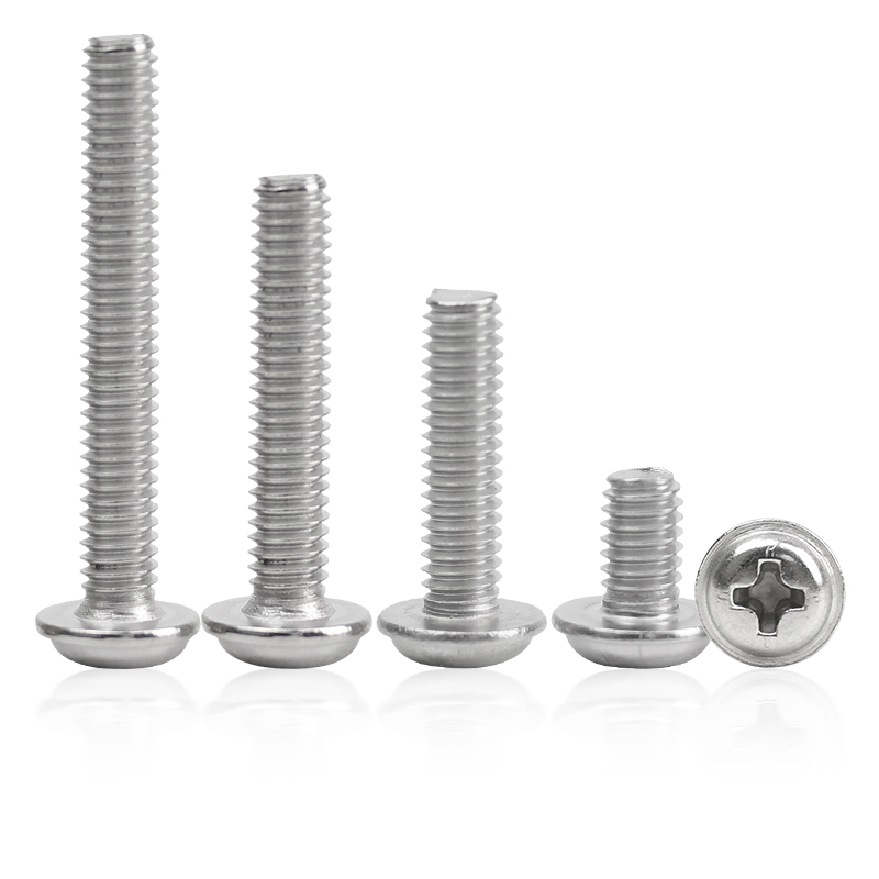 PWM2M3M4M5圆头带介螺丝钉304不锈钢DIN967十字大盘头带垫机螺钉_虎窝淘
