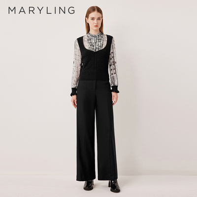 MARYLING玛俪琳2025秋季新品高腰显瘦宽松直筒阔腿裤A1FGW51400