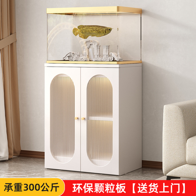 新款鱼缸底柜轻奢定做家用隔断放置柜架子底座客厅简约承重玻璃柜