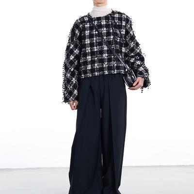 立领秋冬宽松羊毛大衣外套气质