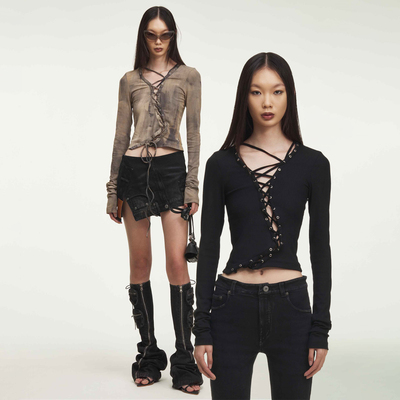 晕染长袖绑带开衫上衣2024年秋季