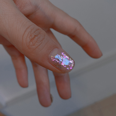 仙气袭人雪晶系列若堇光音粉美甲