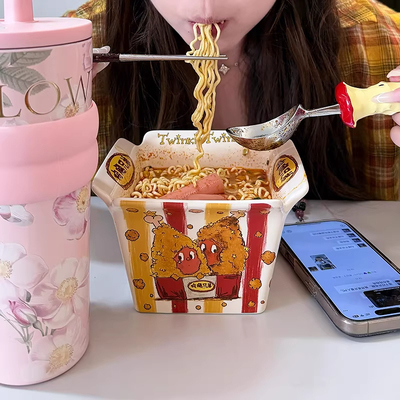 【赵露思同款】泡面碗高颜值大容量陶瓷稀奇古怪带手柄可微波加热