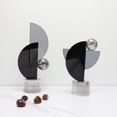 现代简约轻奢水晶几何艺术摆件客厅办公室展示柜样板间桌面装饰品