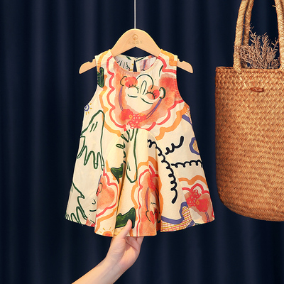 可衣棉尔女连衣裙彩色涂鸦夏季