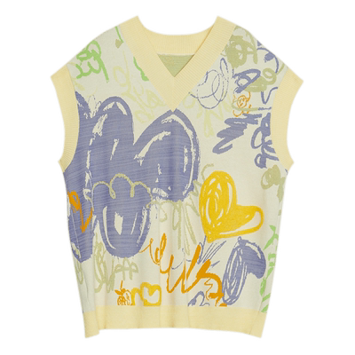 谜底V领套头针织衫马夹