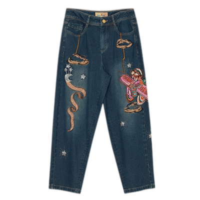 谜底复古绣花牛仔裤女20