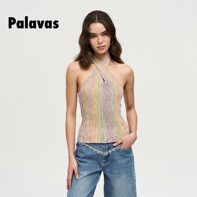 palavas交叉针织挂脖背心新品