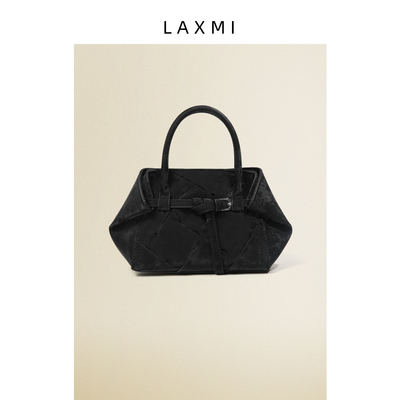 Laxmi黑色麂皮大容量通勤托特包