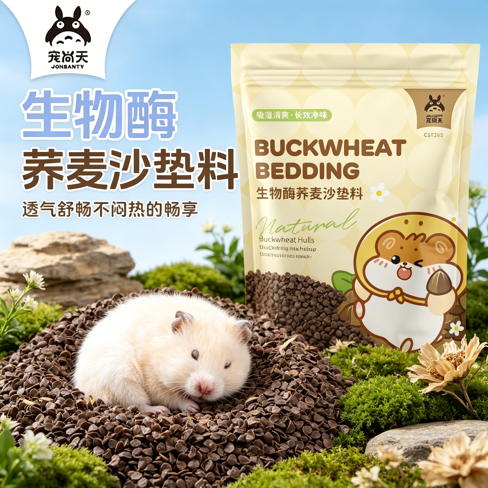 宠尚天仓鼠生物酶荞麦砂垫料吸水无尘金丝熊花枝鼠夏季专用沙用品