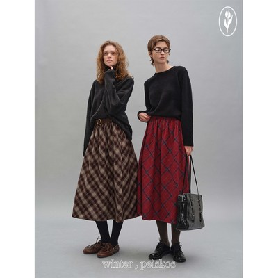 shyshy格纹毛呢亲肤蓬蓬款