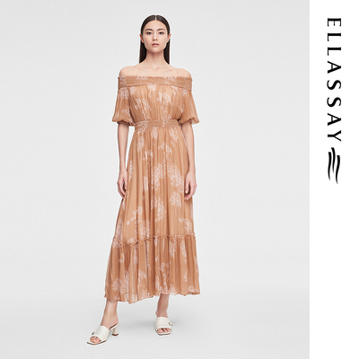 ELLASSAY歌力思夏季新款真丝一字肩设计低调连衣裙女EWE352Y11300
