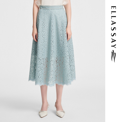 ELLASSAY歌力思夏季新款气质蕾丝镂空中长半裙女EWE352Q02000