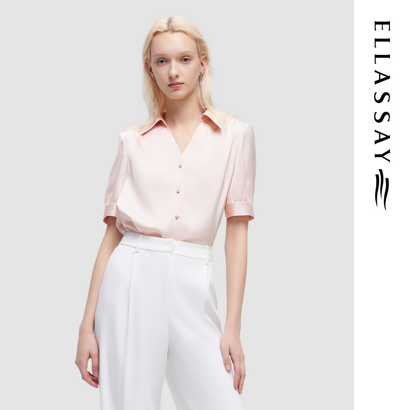 ELLASSAY歌力思夏季新款简约高级感通勤翻领衬衫女EWD352C03200