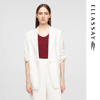 ELLASSAY歌力思春夏新款醋酸天丝简约一粒扣西装女EWE362T03800