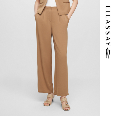 ELLASSAY歌力思春夏新款桑蚕丝高腰直筒阔腿休闲裤女EWE362K02300