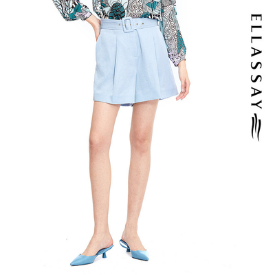 ELLASSAY歌力思夏季新款桑三醋酸简约通勤西裤短裤女EWE332K06200