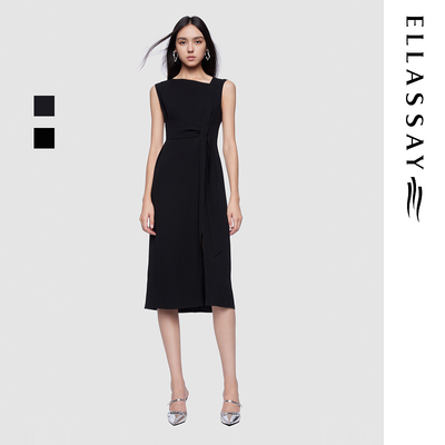 ELLASSAY歌力思夏季新款斜方领收腰连衣裙女EWD361Y00900