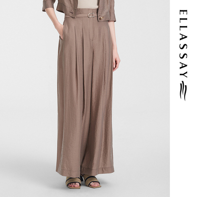 ELLASSAY歌力思夏季新款慵懒天丝阔腿休闲裤女EWE352K01900
