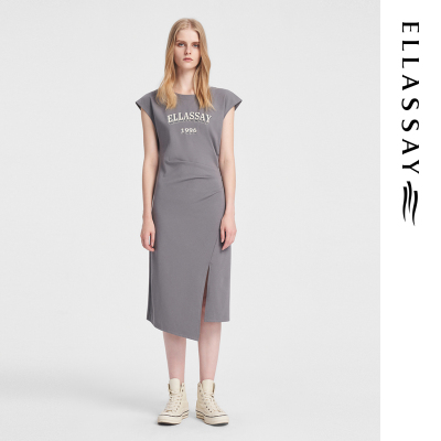 ELLASSAY歌力思夏季新款LOGO休闲印花T恤连衣裙女EWB352Z00300