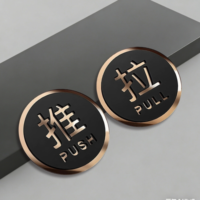 亚克力推拉门小心门贴定制