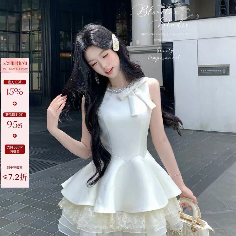5/31 20:00 限时两件95折奥利维亚 千金无袖蝴蝶结蓬蓬连衣裙