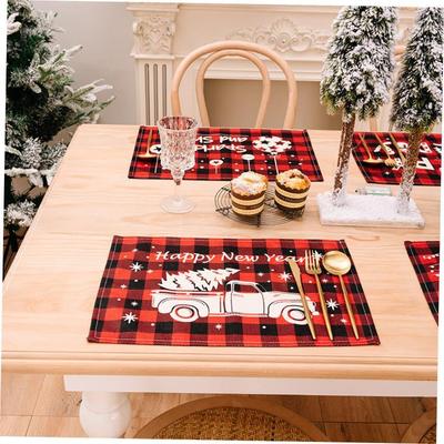 christmas decoration Red and black checked printed placemat