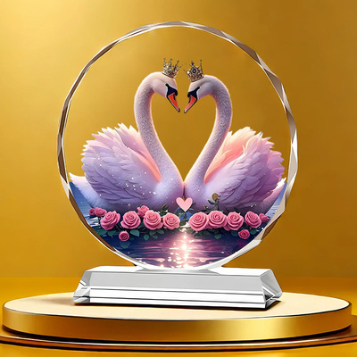 天鹅水晶摆件桌面装饰品家居结婚摆件天鹅湖工艺礼品结婚礼物摆台