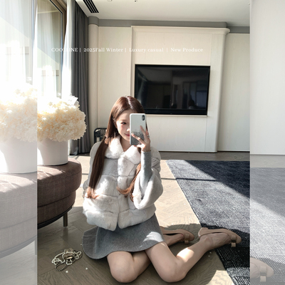 COOLLINE林子熙淡紫色斗篷套装