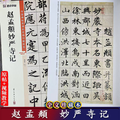 赵孟頫妙严寺记 中国碑帖高清彩色精印解析本 赵体楷书视频教学+原碑帖毛笔书法字帖附简体旁注 成人毛笔软笔临摹字帖 墨点字帖