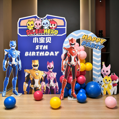 迷你特工队男孩生日场景布置气球
