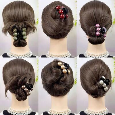 秋冬红色半扎发珠珠小抓夹头饰女高级感2026新款后脑勺鲨鱼发夹子