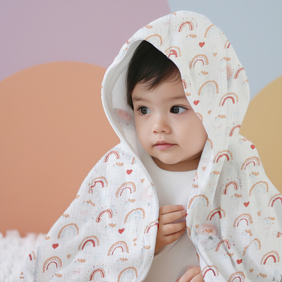 elinfant0-3岁连帽浴巾吸水防风