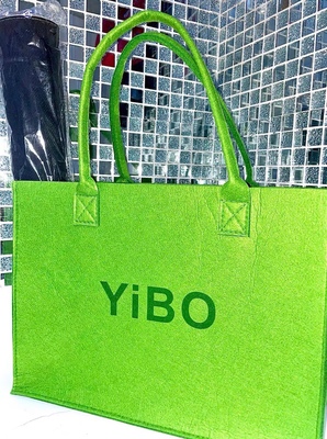 定制YiBO粉丝酷盖85爱豆包果绿色毛毡手提包简约字母礼品袋手提包
