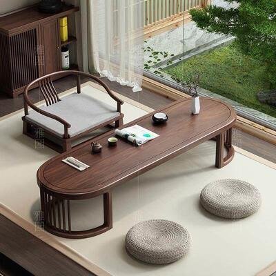 榻TTM-001榻米黑胡桃木飘窗小茶几实木炕桌新中式喝茶阳台矮桌日