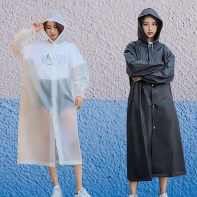1pc Hooded Rain Coat Women Men Impermeable Thickened Waterpr