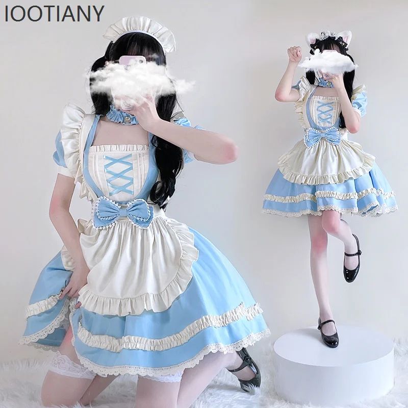 Alice Japanese Sweet Cute Blue Lolita Dress Cosplay Costume