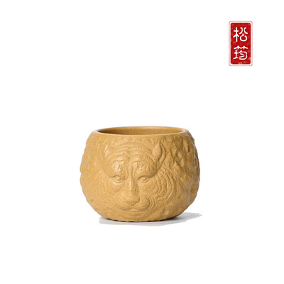 原矿黄金段泥纯手工浮雕老虎杯主人杯品茗杯宜兴紫砂壶茶杯140ML