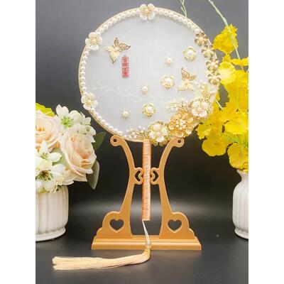 齐红古扇手工圆扇DIY材料包团队建设创意绣河汉扇婚礼新娘圆