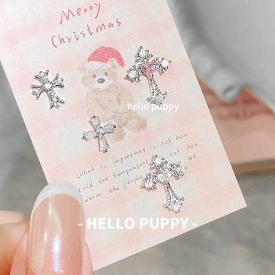 hellopuppy钛合金巴洛克十字架养耳1.2粗0.9牙口内螺旋耳骨钉耳饰