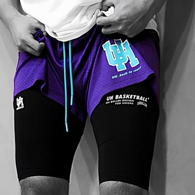 UHBALLER夏季新款紧身四分裤速干高弹打底裤跑步运动篮球压缩裤男