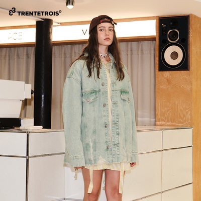 33TRENTETROIS潮牌夹克彩色牛仔面料复古时尚百搭宽松休闲外套