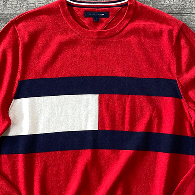 美系三色旗常青藤棉混纺圆领针织毛衣男MT307