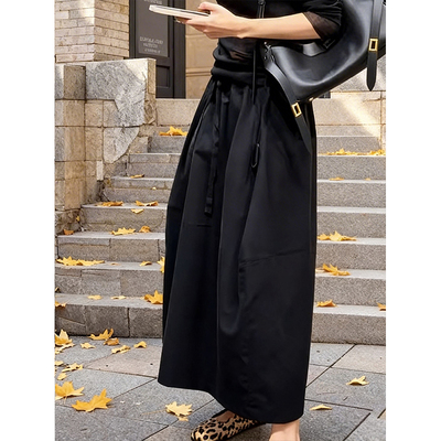 2026新款梨形身材黑色A字半身裙