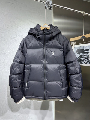 2025新款冬季加厚潮牌刺绣羽绒服男连帽外套哑光面料保暖棉袄上衣