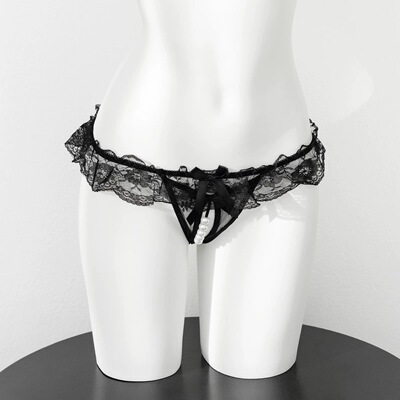 蕾丝内裤低腰镂空仿珍珠配饰